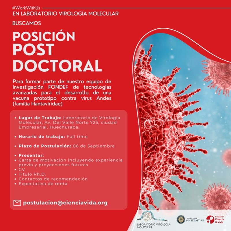 Posición Postdoctoral en Desarrollo de Vacunas Fundación Ciencia & Vida